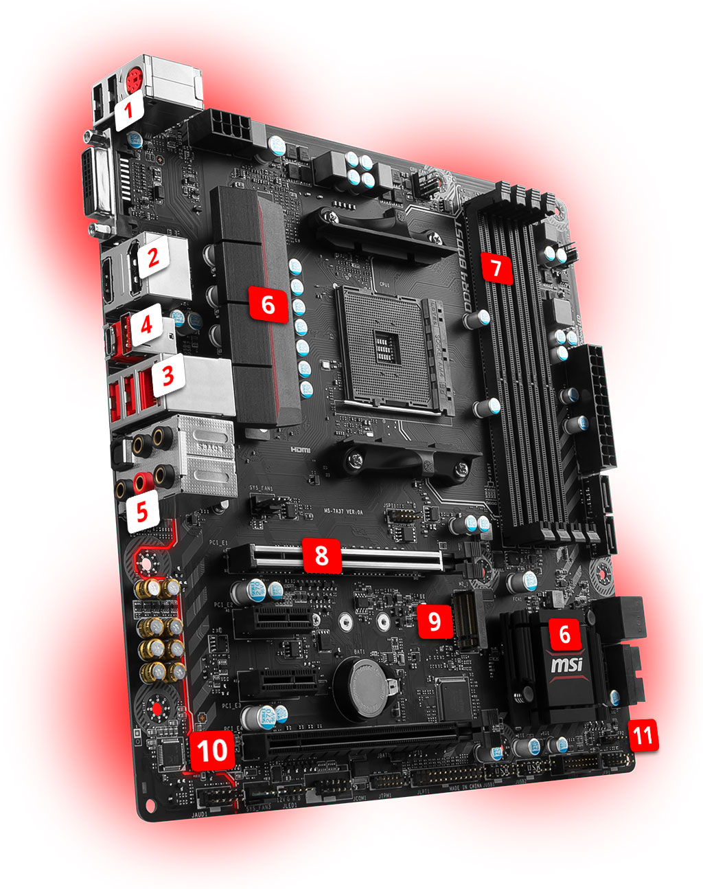 MSI B350M MORTAR AM4 DDR4 PCIe M.2 SATA6Gb/s USB3.1Gen1 (B350M MORTAR)