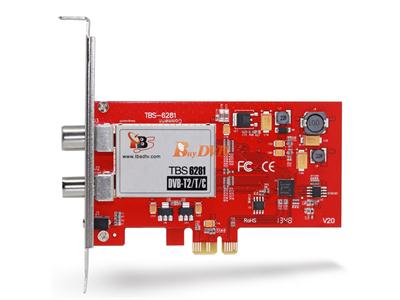 TBS Dual Freeview HD Low-profile PCIe DVB-T2 TV Tuner Card (TBS6281)